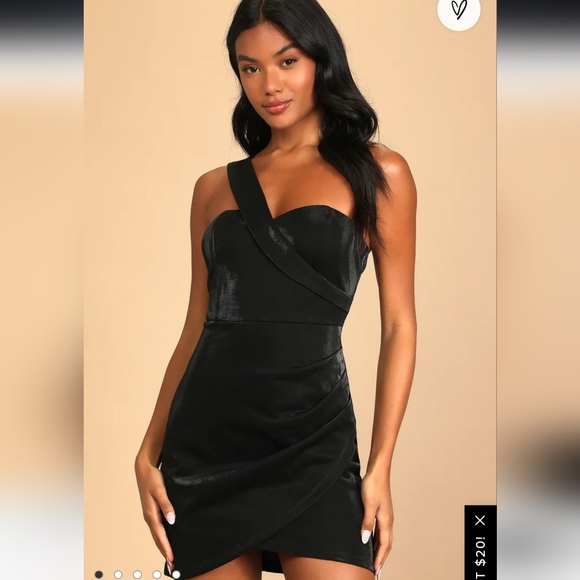 Lulus | Dresses | Lulus Black One Shoulder Asymmetrical Mini Dress ...